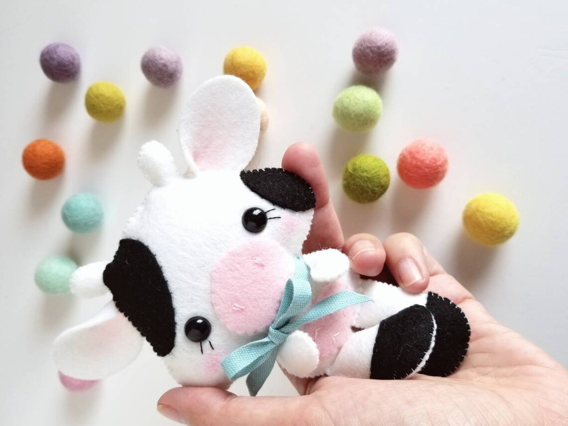 Baby Cow-pdf Pattern-felt Cow-diy Project-farm Animals-nursery Decor ...