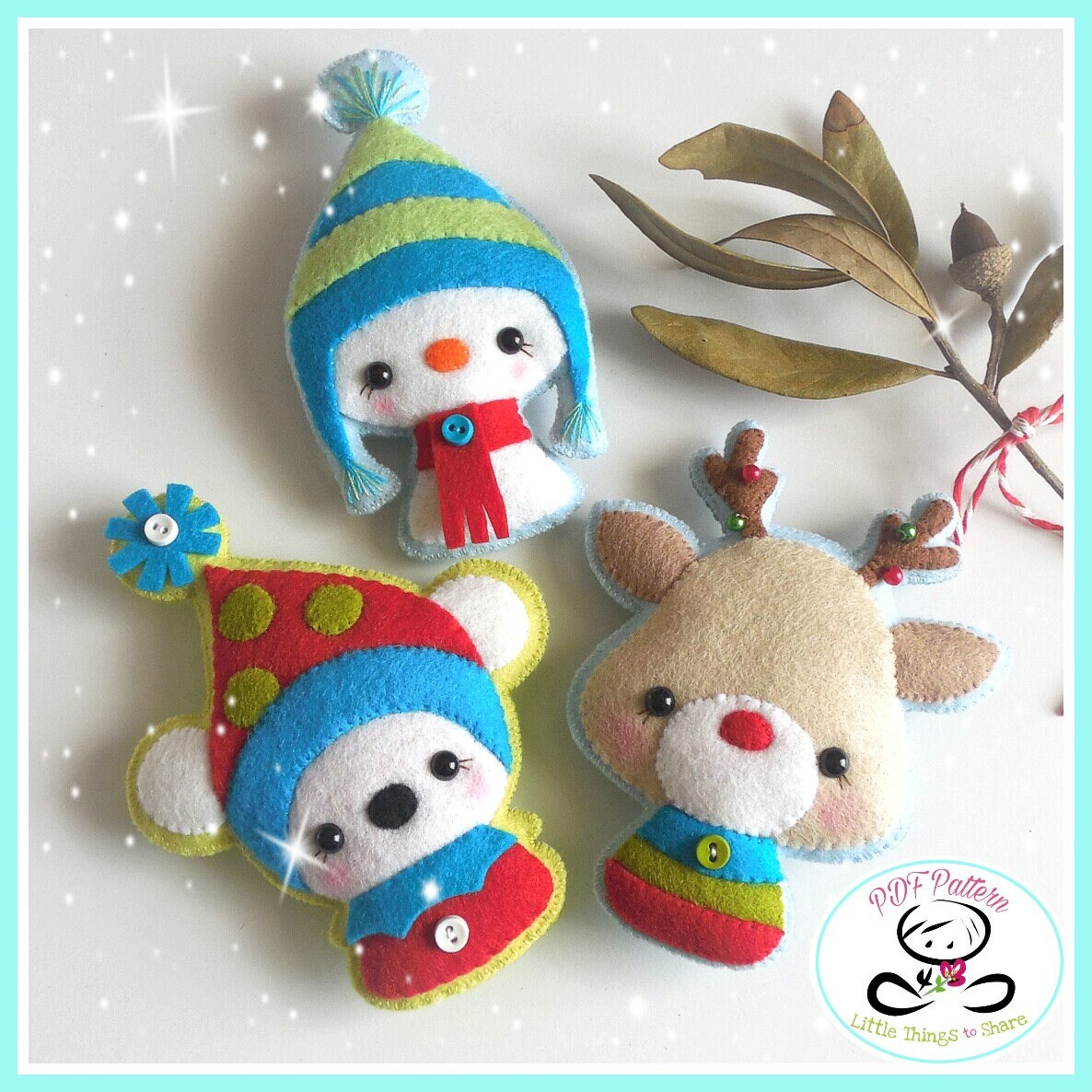 Christmas Critters-ornament Patterns-set of Three-diy | Etsy