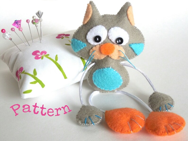 Skinny Cat-pdf Sewing Patterns-cute Cat Toy-felt Cat Pattern-soft Toy ...
