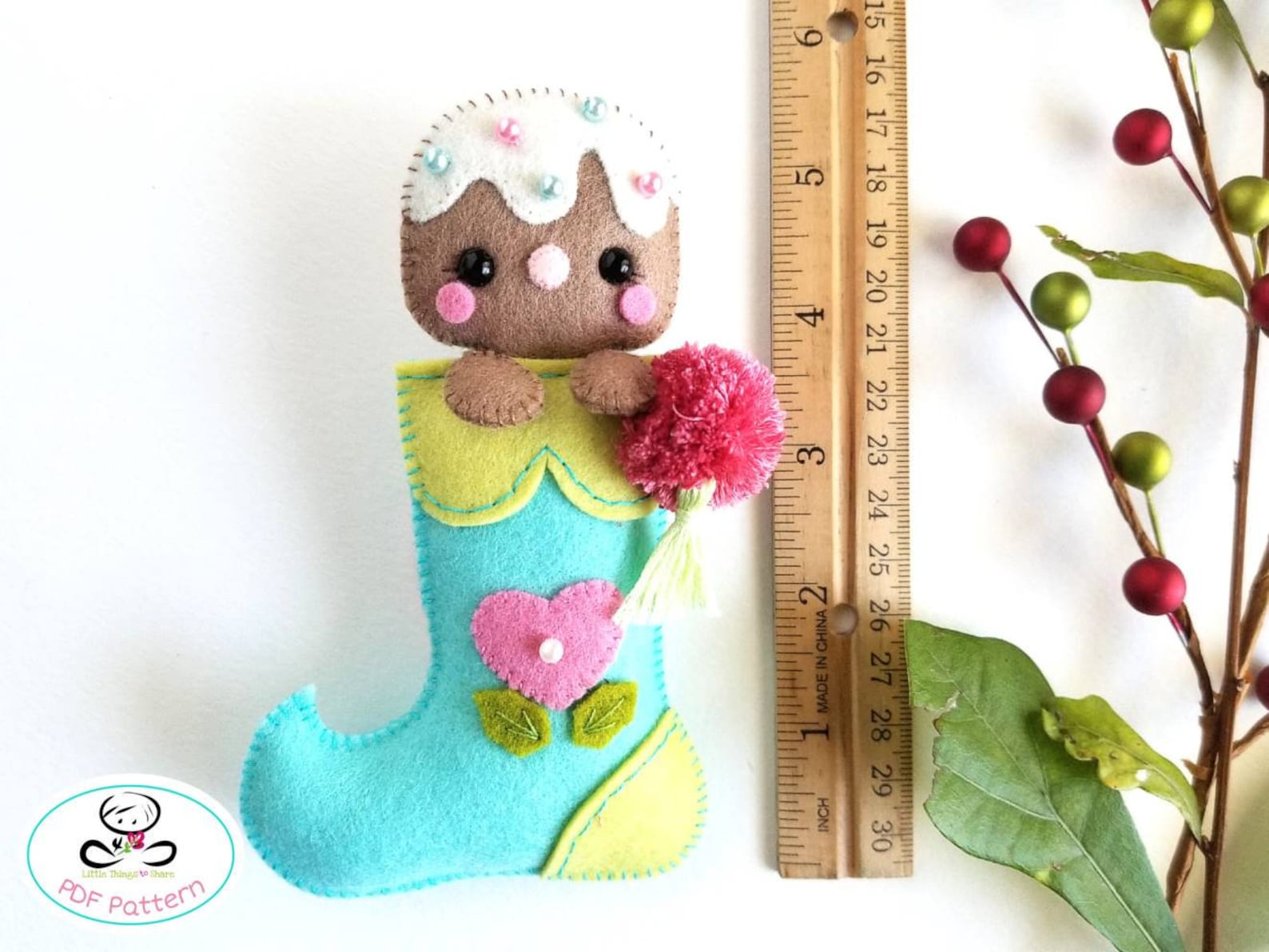 Gingerbread Man Christmas Stocking-pdf Pattern Felt Christmas - Etsy