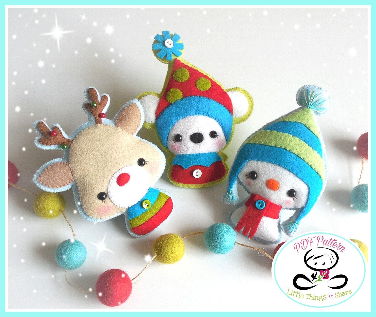 Christmas Critters-ornament Patterns-set of Three-diy | Etsy