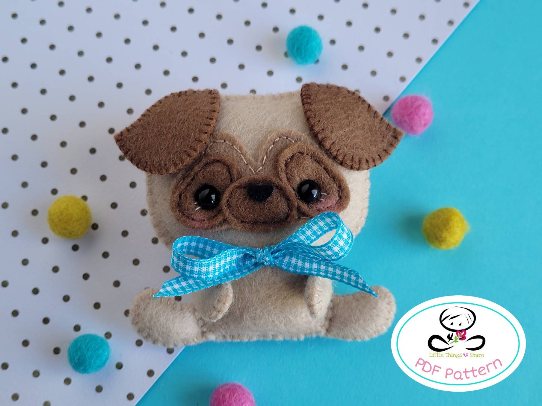 Little Pug PDF Sewing Pattern, DIY Felt Pug Puppy, Toy Pattern, Cute ...