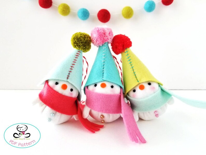 Festive Snowman, PDF Pattern, Felt Christmas Ornaments, Felt Snowman ...