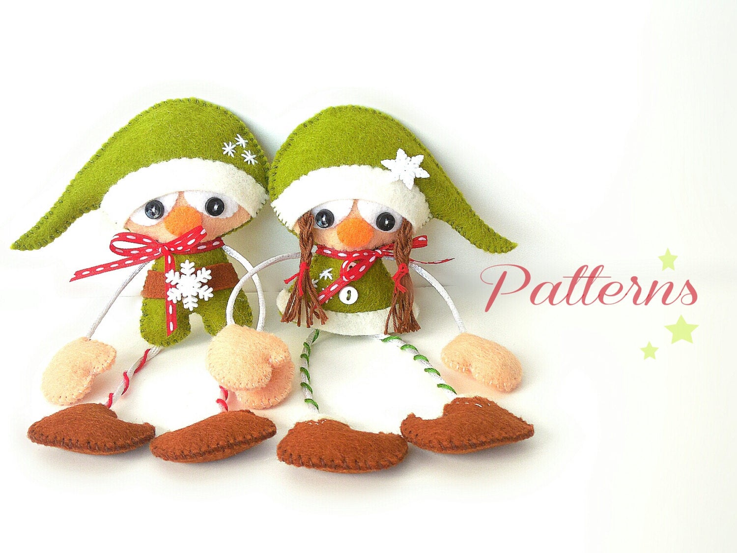 Christmas Elves-christmas Ornament Patterns-pdf-set of Two Little ...
