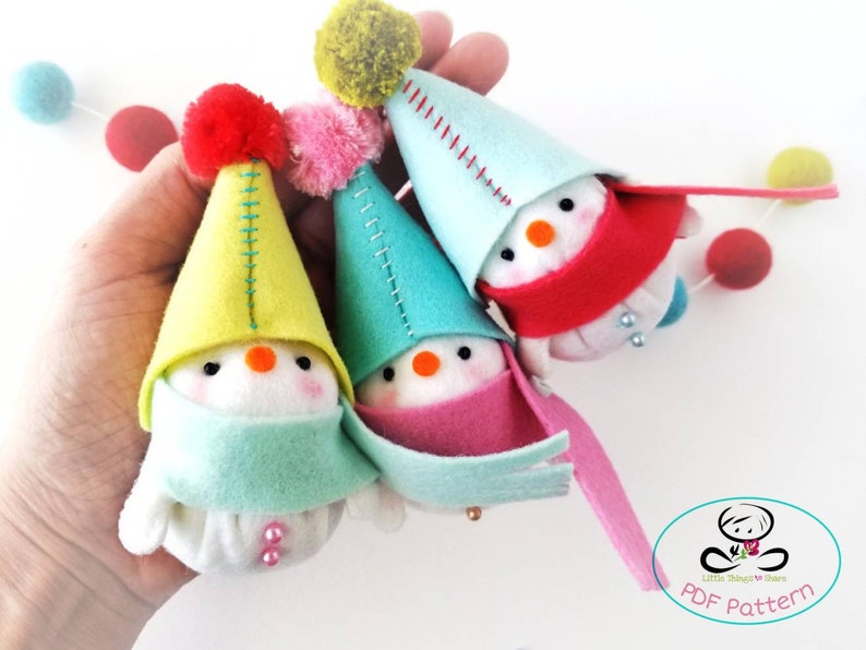 Festive Snowman, PDF Pattern, Felt Christmas Ornaments, Felt Snowman ...