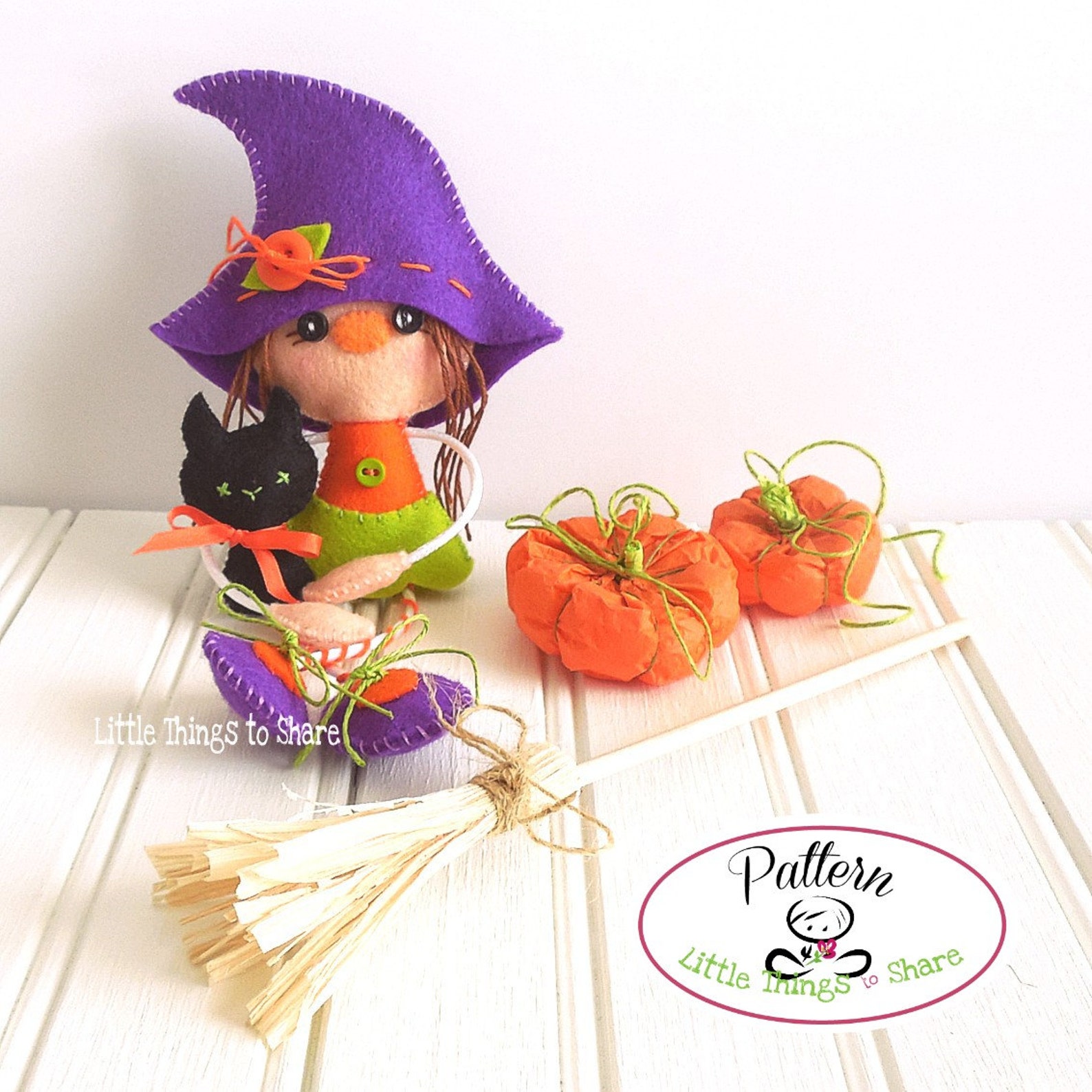 Witch and Cat-pdf Sewing Pattern-halloween Ornaments-halloween Decor ...