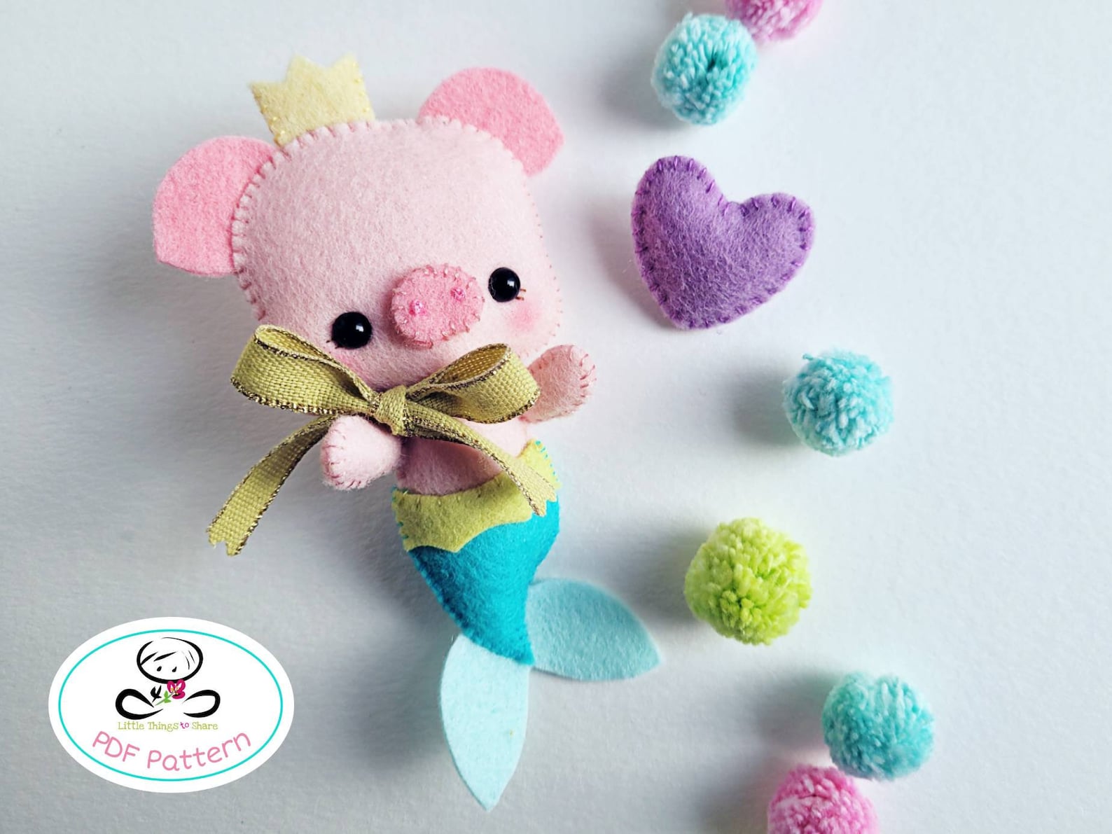 Merpiggy PDF Sewing Pattern DIY Felt Piggy Mermaid Toy | Etsy