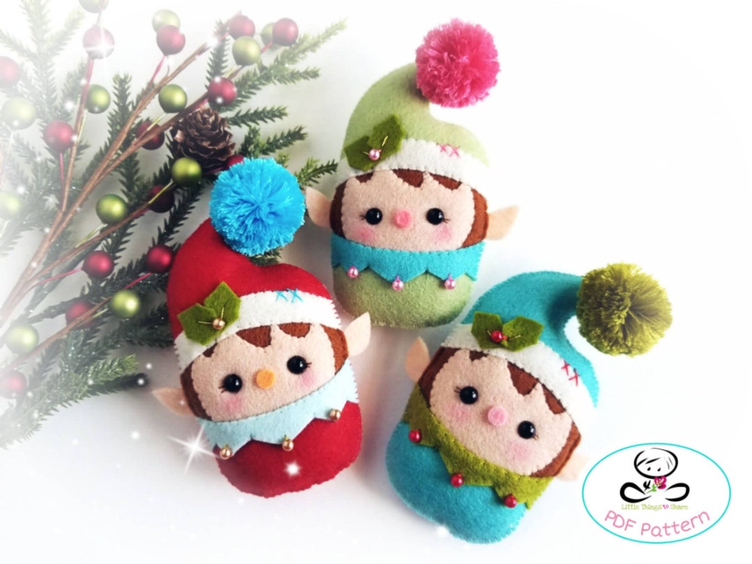 Baby Elf-pdf Pattern-felt Christmas Ornaments-santa Helpers-diy -felt ...