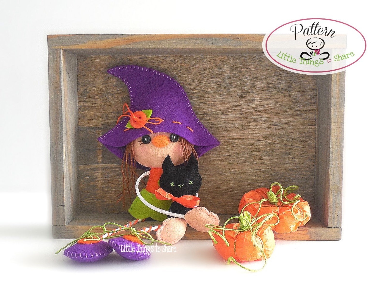 Witch and Cat-pdf Sewing Pattern-halloween Ornaments-halloween Decor ...
