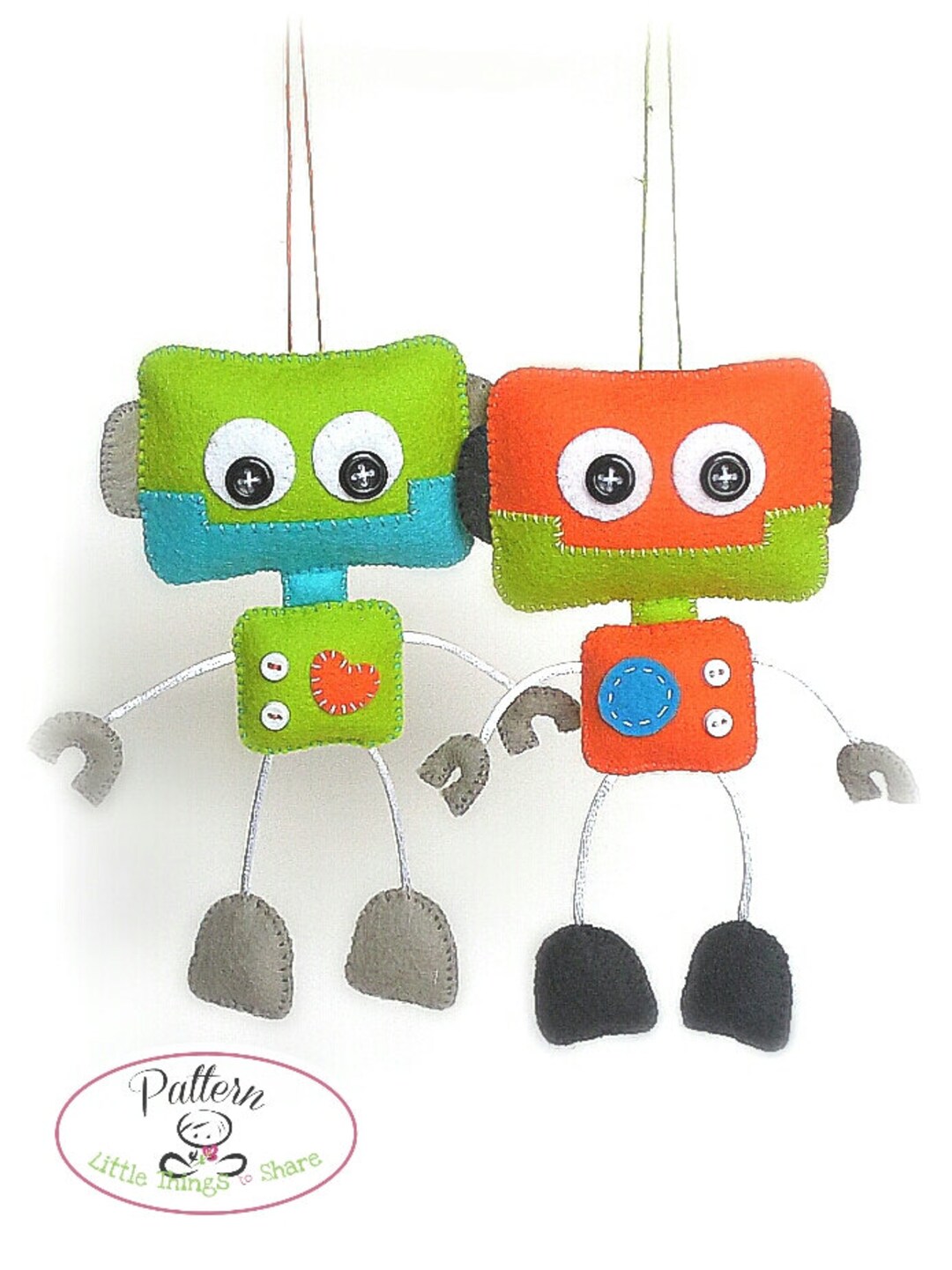 Smiley Robot-pdf Sewing Pattern-cute Robot Toy-diy-handmade Plush-felt ...