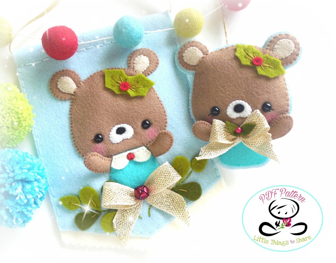 Christmas Bear Christmas Ornament-pdf Sewing Pattern-xmas Banner ...