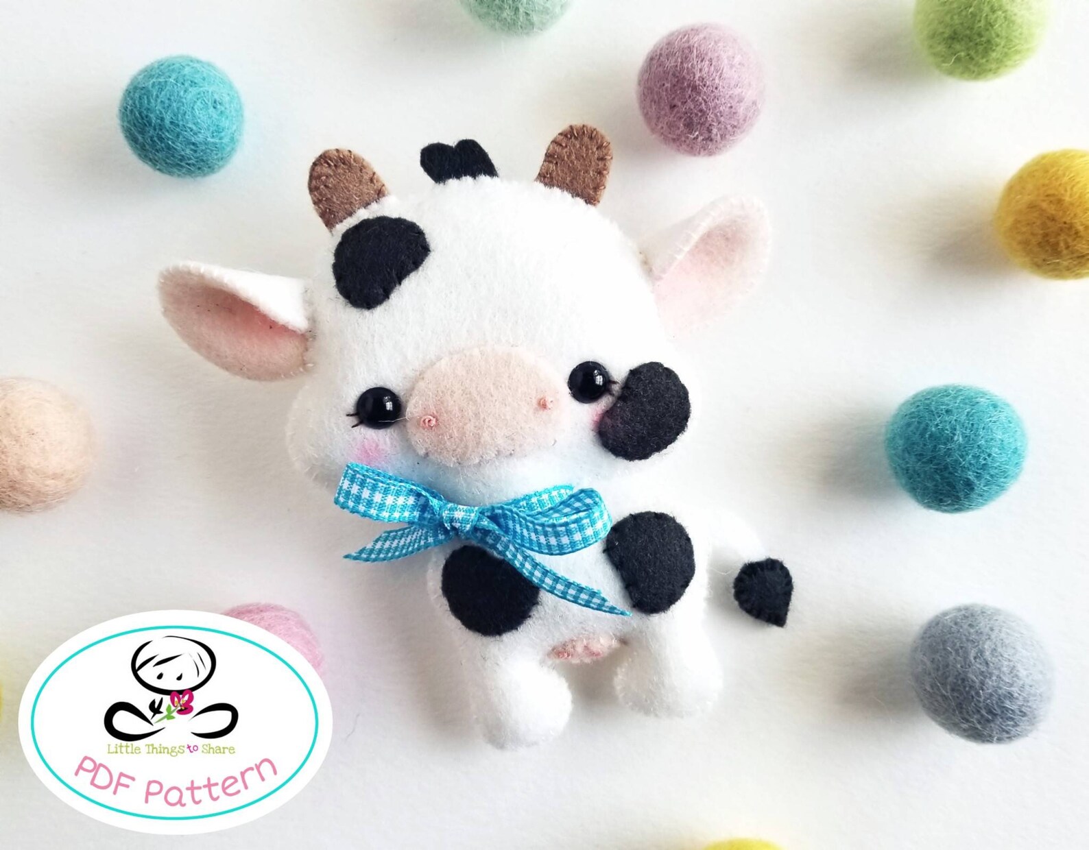 Moo the Baby Cow-pdf Sewing Pattern-diy-felt Cow-toy - Etsy