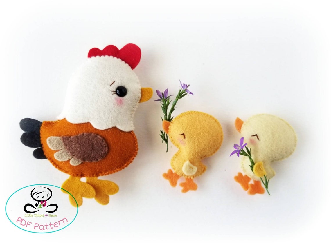 Gina the Hen and Chick-pdf Sewing Pattern-diy-felt Hen-toy | Etsy