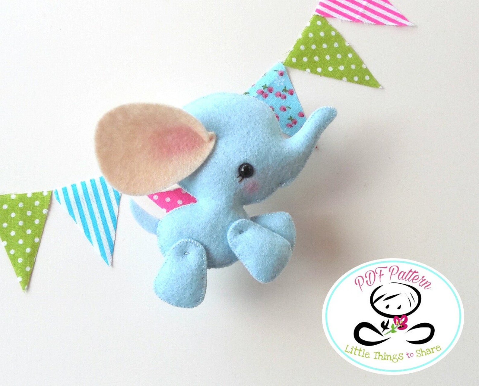 Baby Elephant PDF Sewing Pattern-diy-elephant Toy Pattern-wild Animals ...