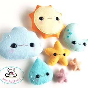 Sunny and Friends-set of Five-sun-moon-cloud-star-drop-plush Toy ...