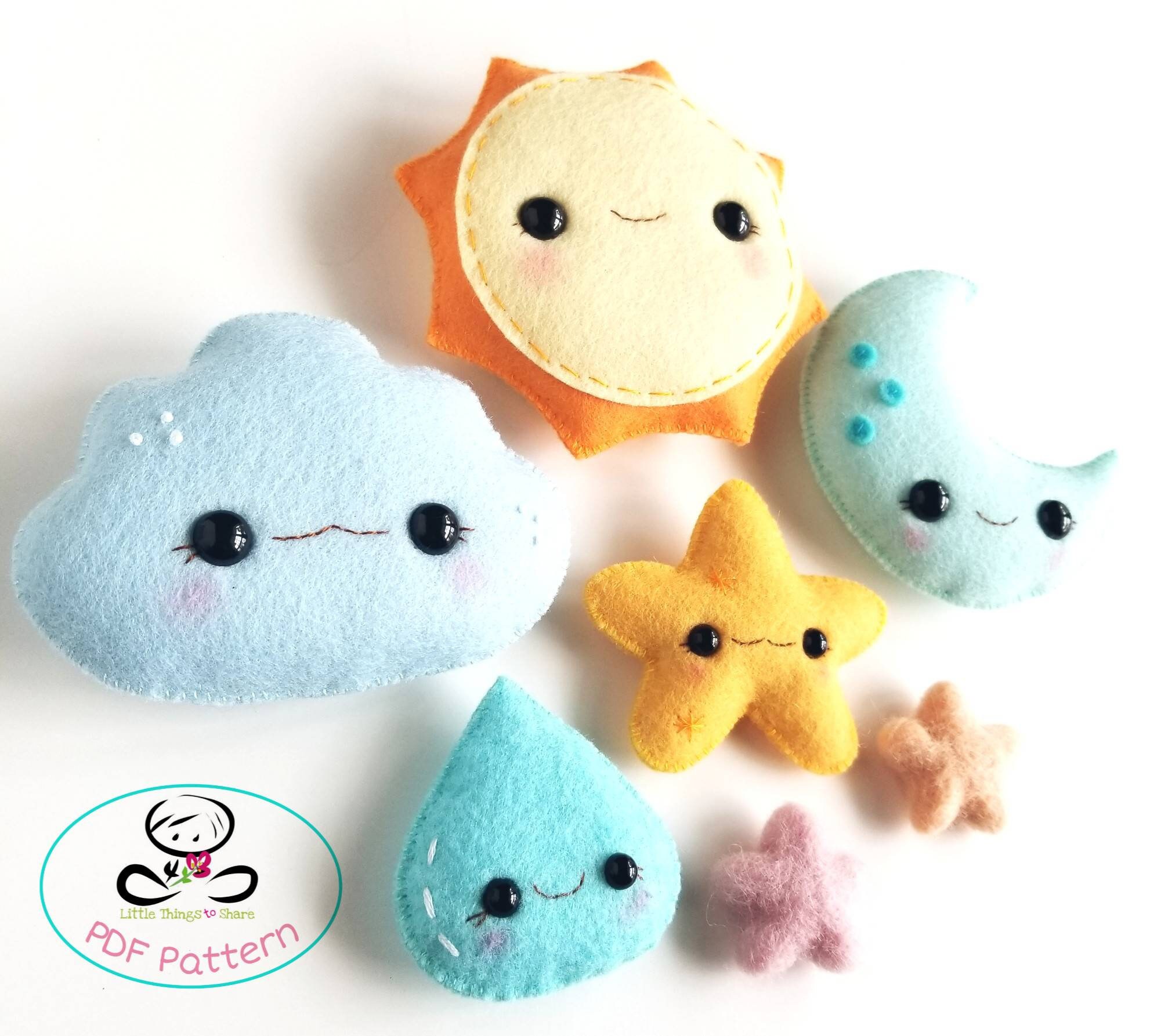 Sunny and Friends-set of Five-sun-moon-cloud-star-drop-plush Toy ...