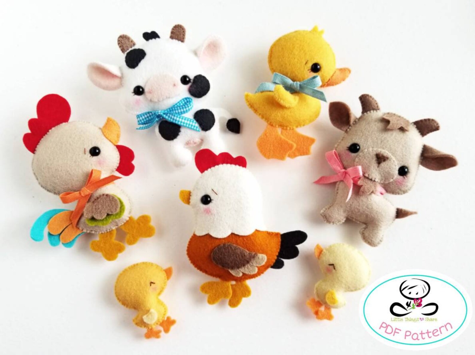 Farm Friends Two-set of Five Farm Animals-pdf Files-sewing Pattern-hen ...