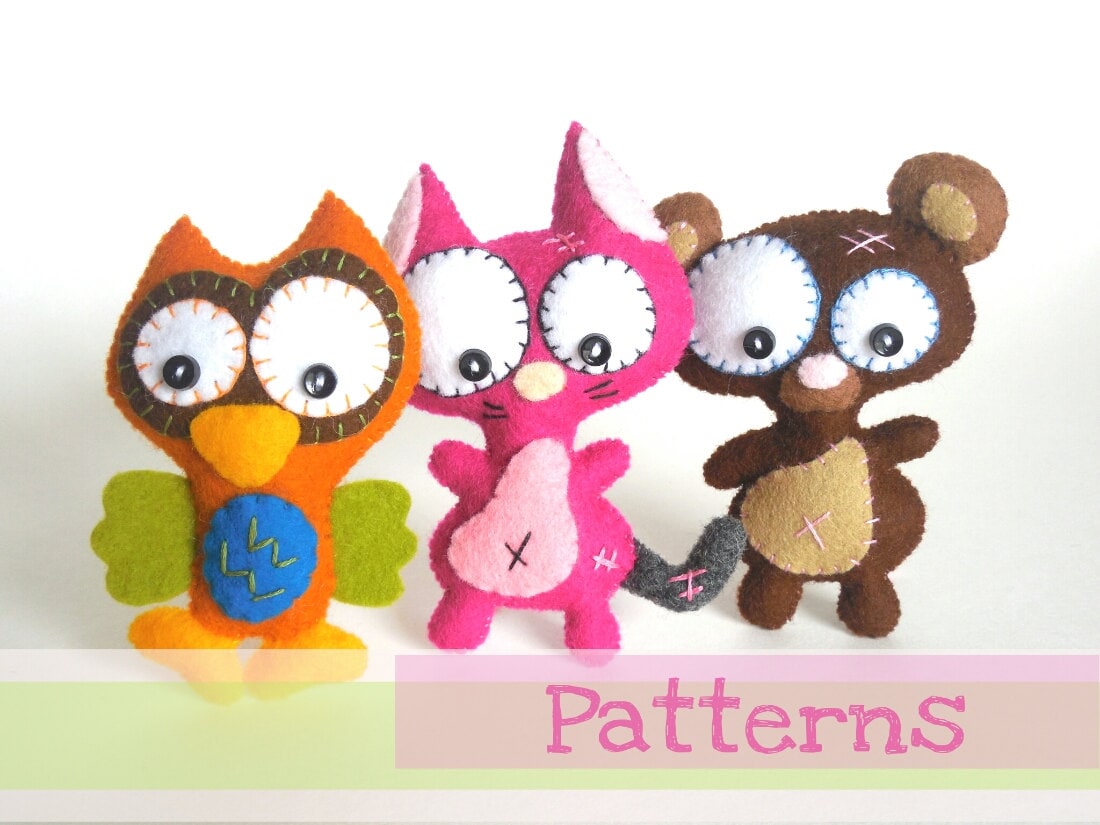 Set of Three Mini Friends-pdf Sewing Patterns-tutorial-cute | Etsy
