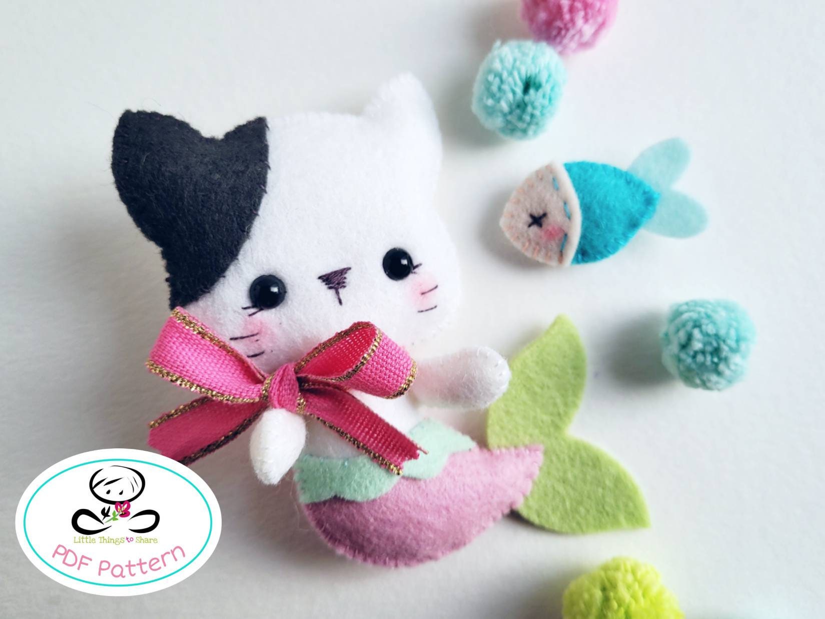 Merkitty PDF Sewing Pattern DIY Felt Kitty Mermaid Toy - Etsy Canada