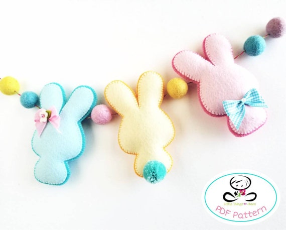 Bunny Garland PDF Pattern Felt Peeps Easter Bunny DIY | Etsy