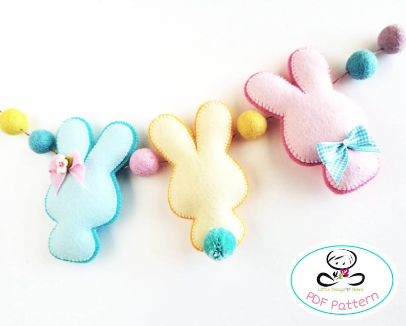 Bunny Garland PDF Pattern Felt Peeps Easter Bunny DIY | Etsy
