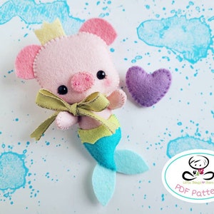 Merpiggy PDF Sewing Pattern, DIY Felt Piggy Mermaid, Toy Pattern, Cute ...