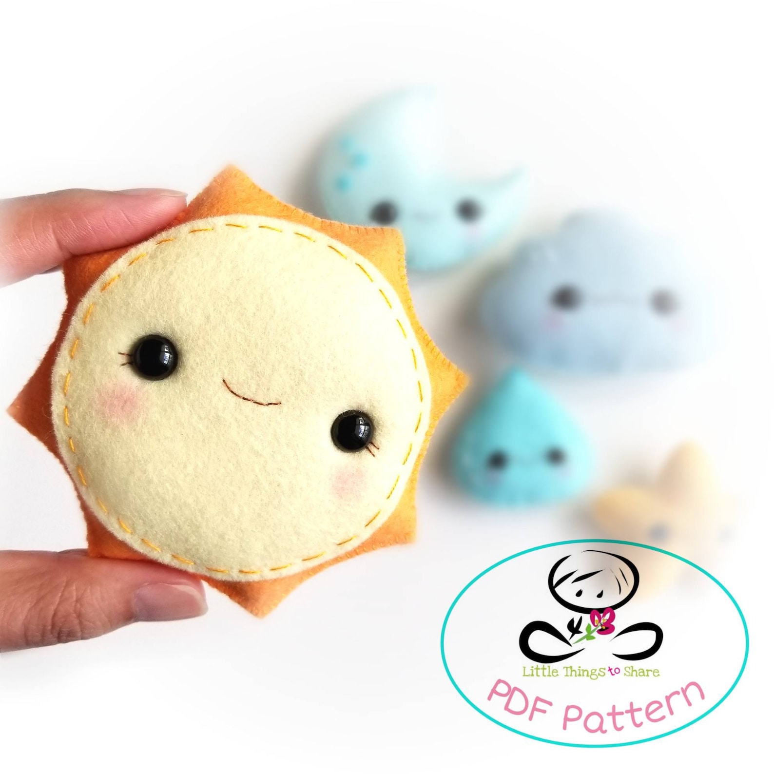 Sunny and Friends-set of Five-sun-moon-cloud-star-drop-plush Toy ...