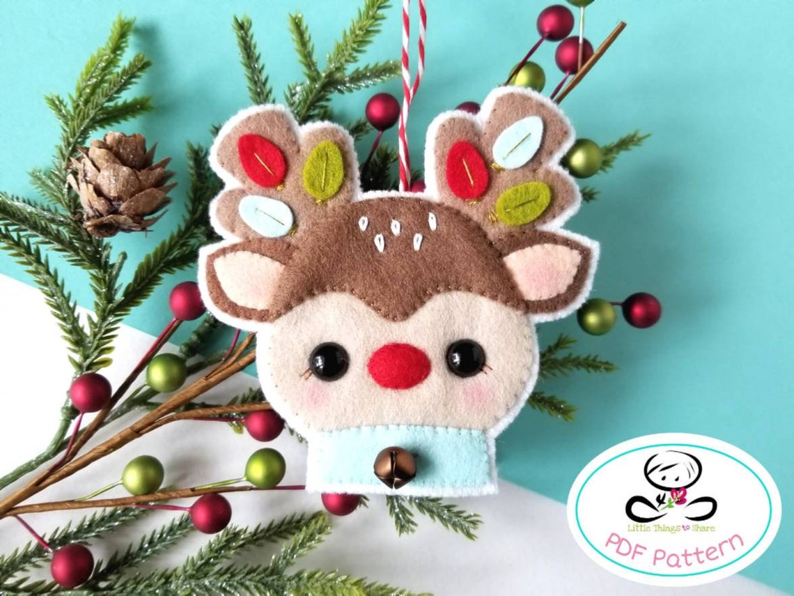 Festive Rudolph-pdf Pattern-felt Christmas Ornaments-rudolph - Etsy