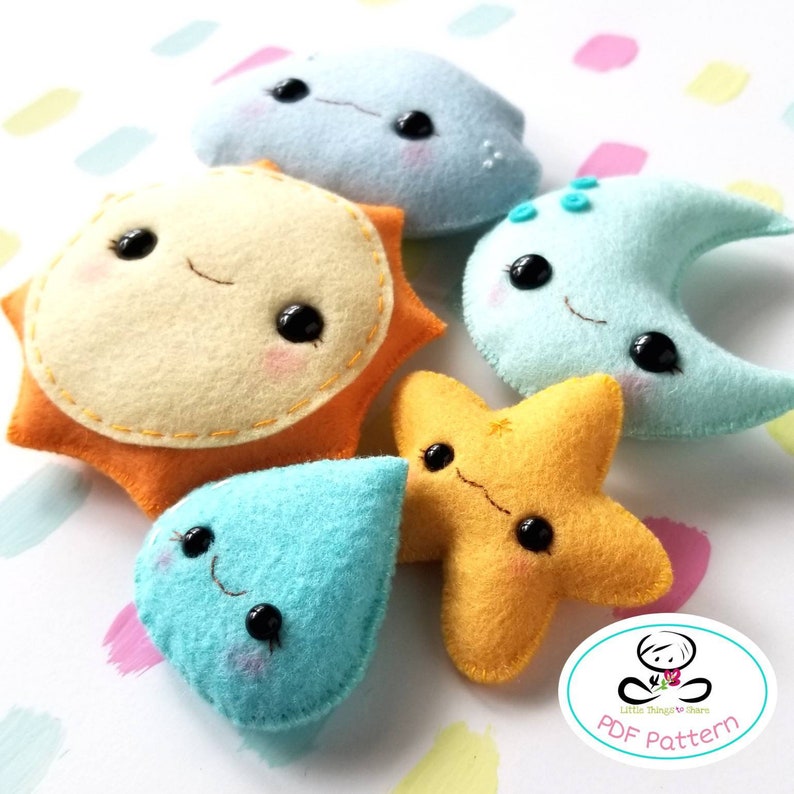 Sunny and Friends-set of Five-sun-moon-cloud-star-drop-plush Toy ...