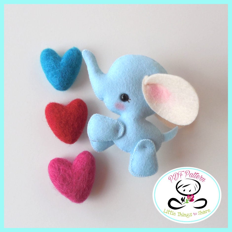 Baby Elephant PDF Sewing Pattern-diy-elephant Toy Pattern-wild Animals ...