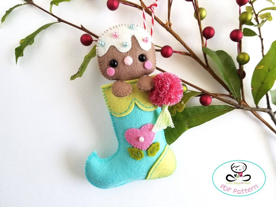 Gingerbread Man Christmas Stocking-pdf Pattern, Felt Christmas ...