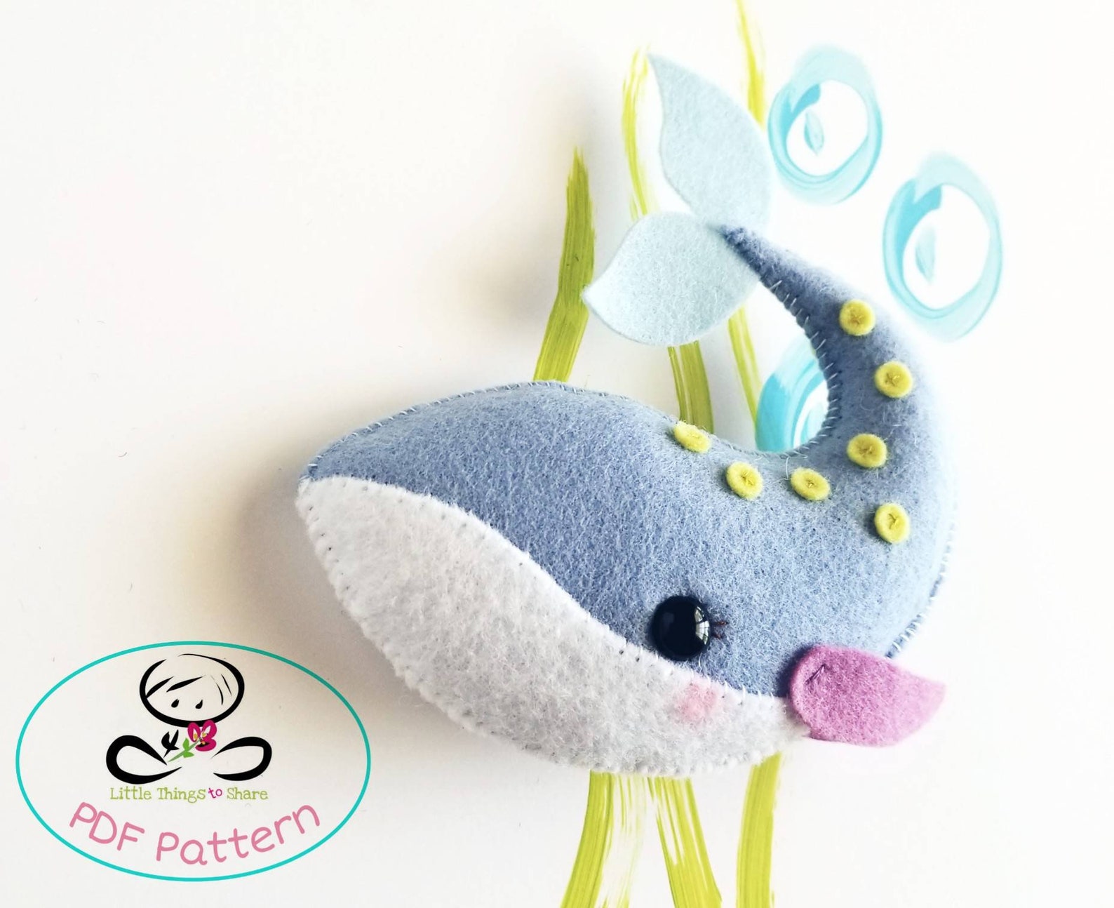 Little Whale PDF Pattern-sea Animal Toy-diy-sea Life Mobile-nursery ...