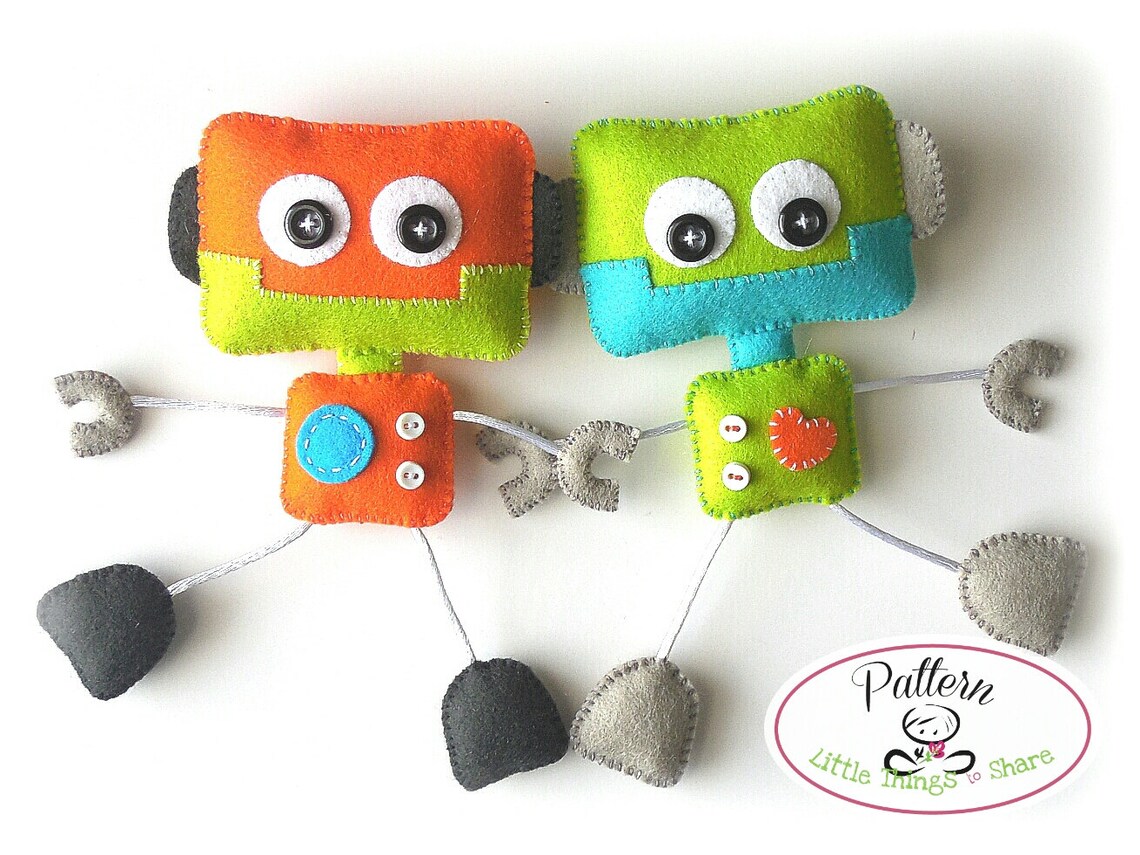 Smiley Robot-pdf Sewing Pattern-cute Robot Toy-diy-handmade Plush-felt ...