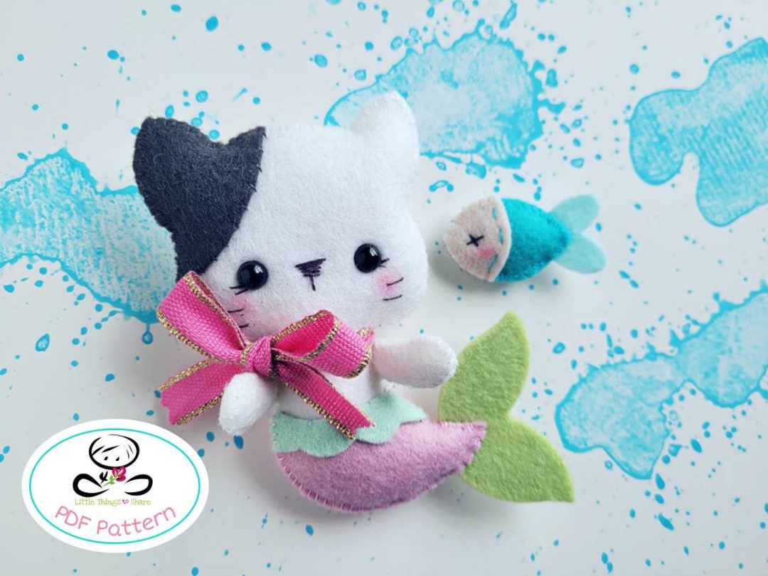 Merkitty PDF Sewing Pattern, DIY Felt Kitty Mermaid, Toy Pattern, Cute ...