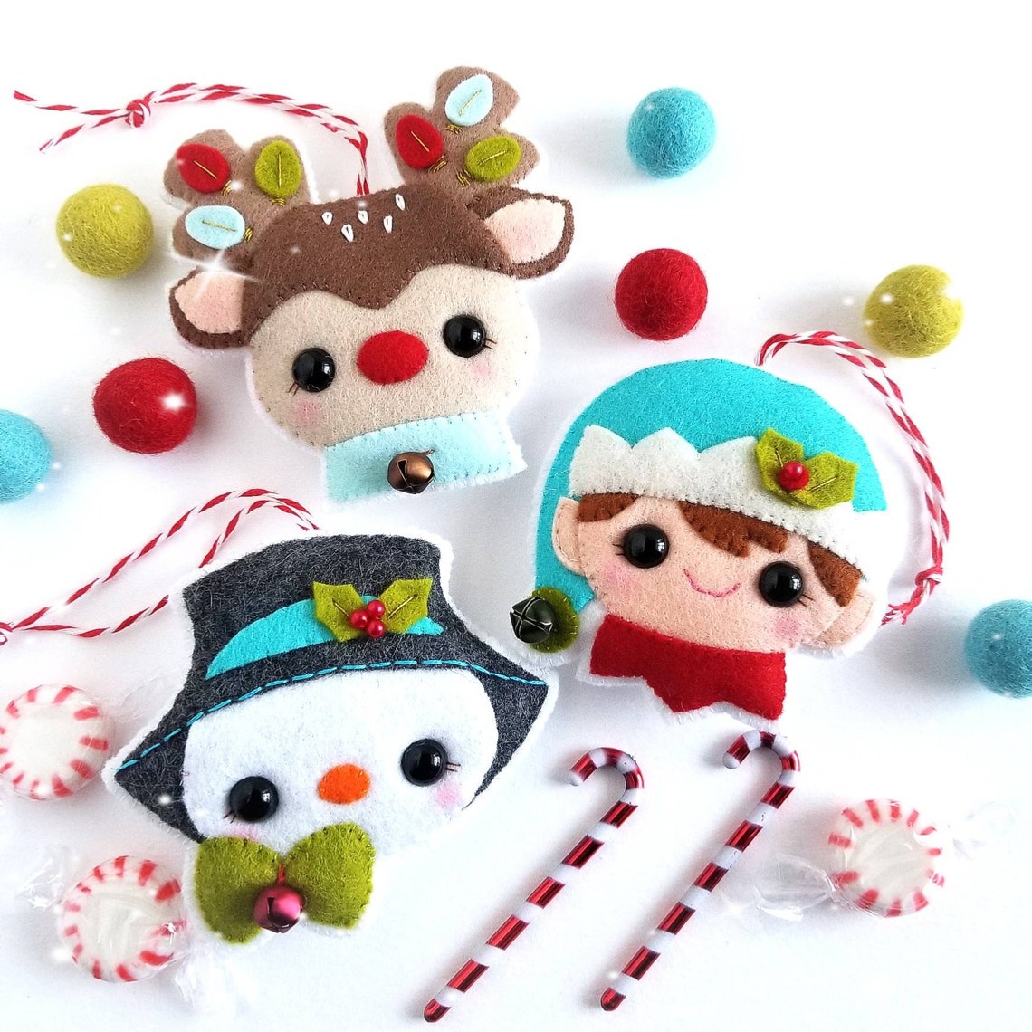 Festive Rudolph-pdf Pattern-felt Christmas Ornaments-rudolph Ornament ...