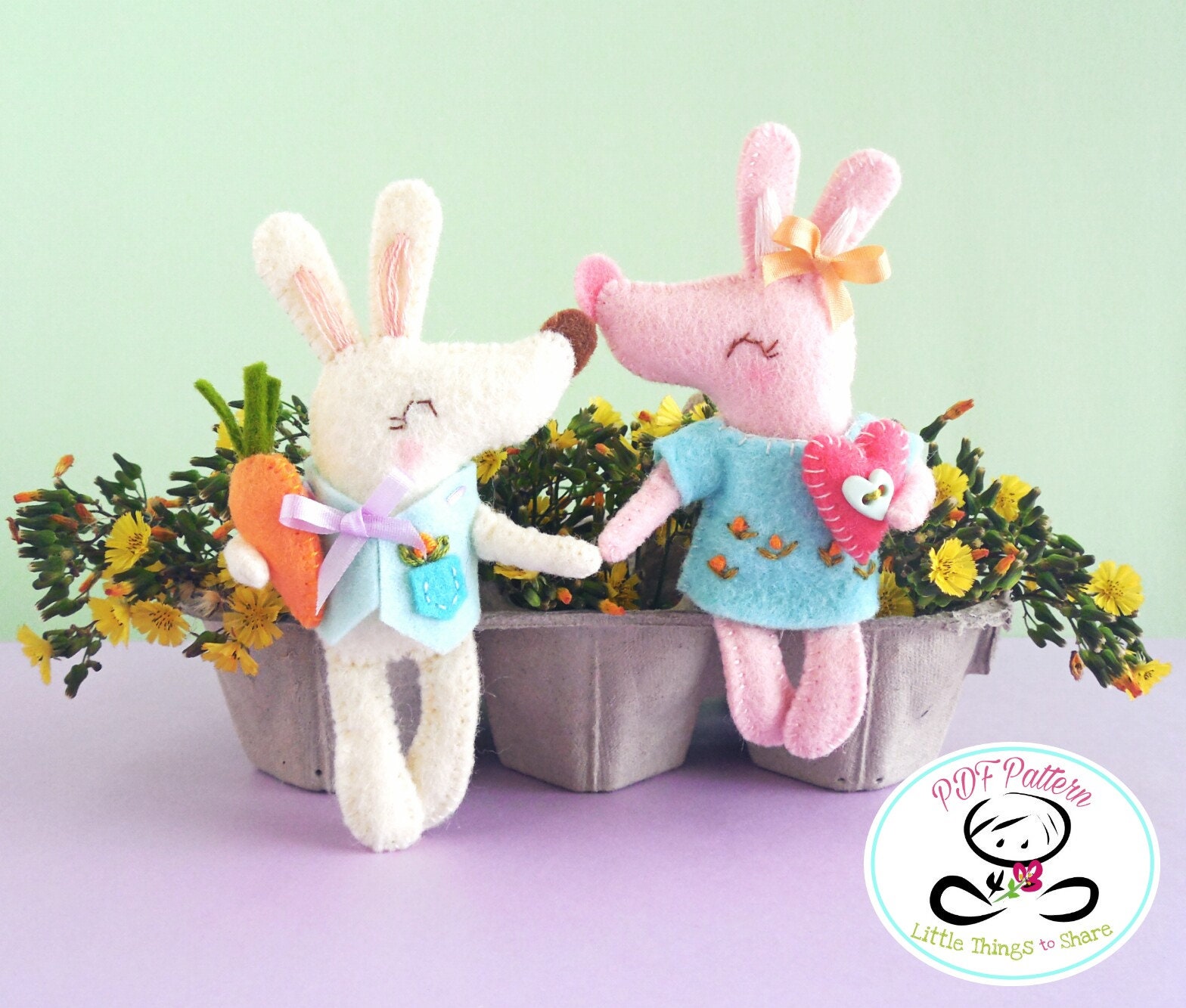 Bunnies in Love-pdf Pattern-easter Bunny-diy-nursery - Etsy