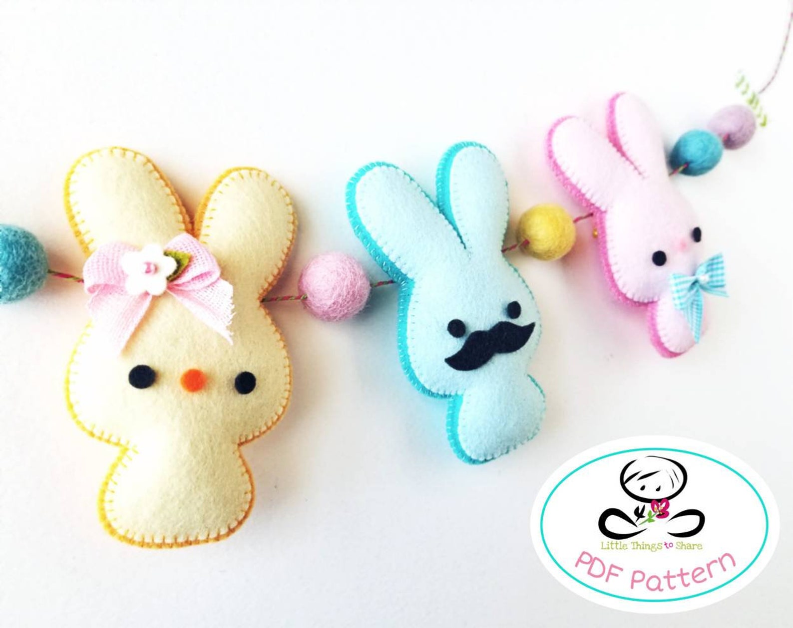 Bunny Garland PDF Pattern Felt Peeps Easter Bunny DIY | Etsy