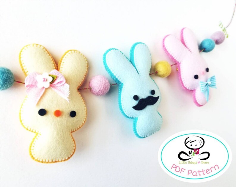 Bunny Garland PDF Pattern Felt Peeps Easter Bunny DIY | Etsy