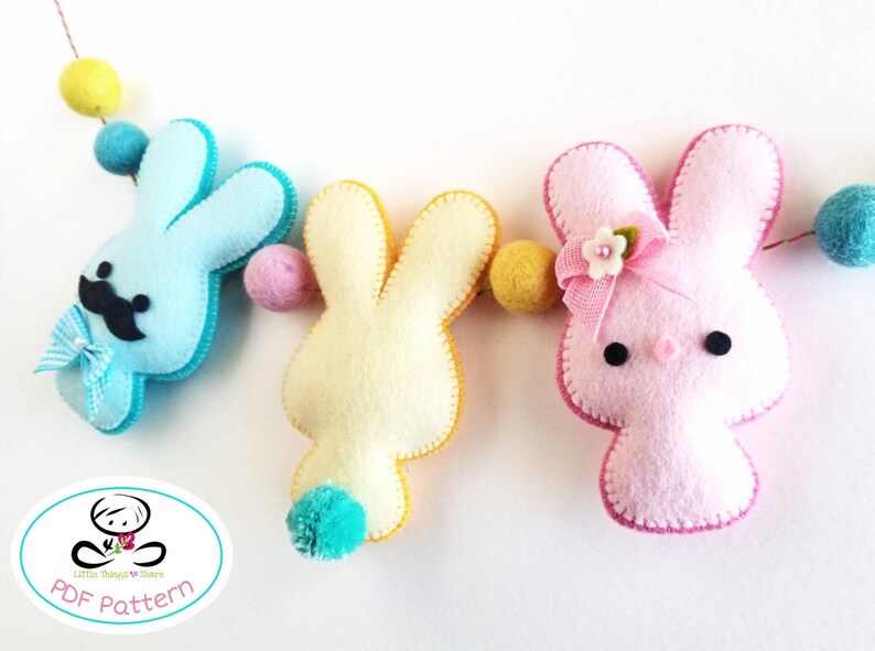 Bunny Garland PDF Pattern Felt Peeps Easter Bunny DIY | Etsy