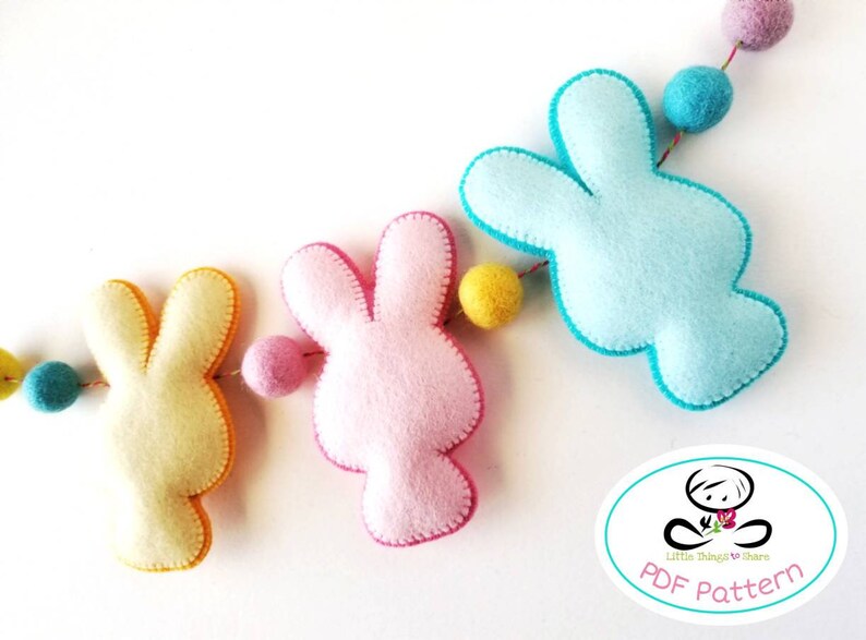 Bunny Garland PDF Pattern Felt Peeps Easter Bunny DIY | Etsy