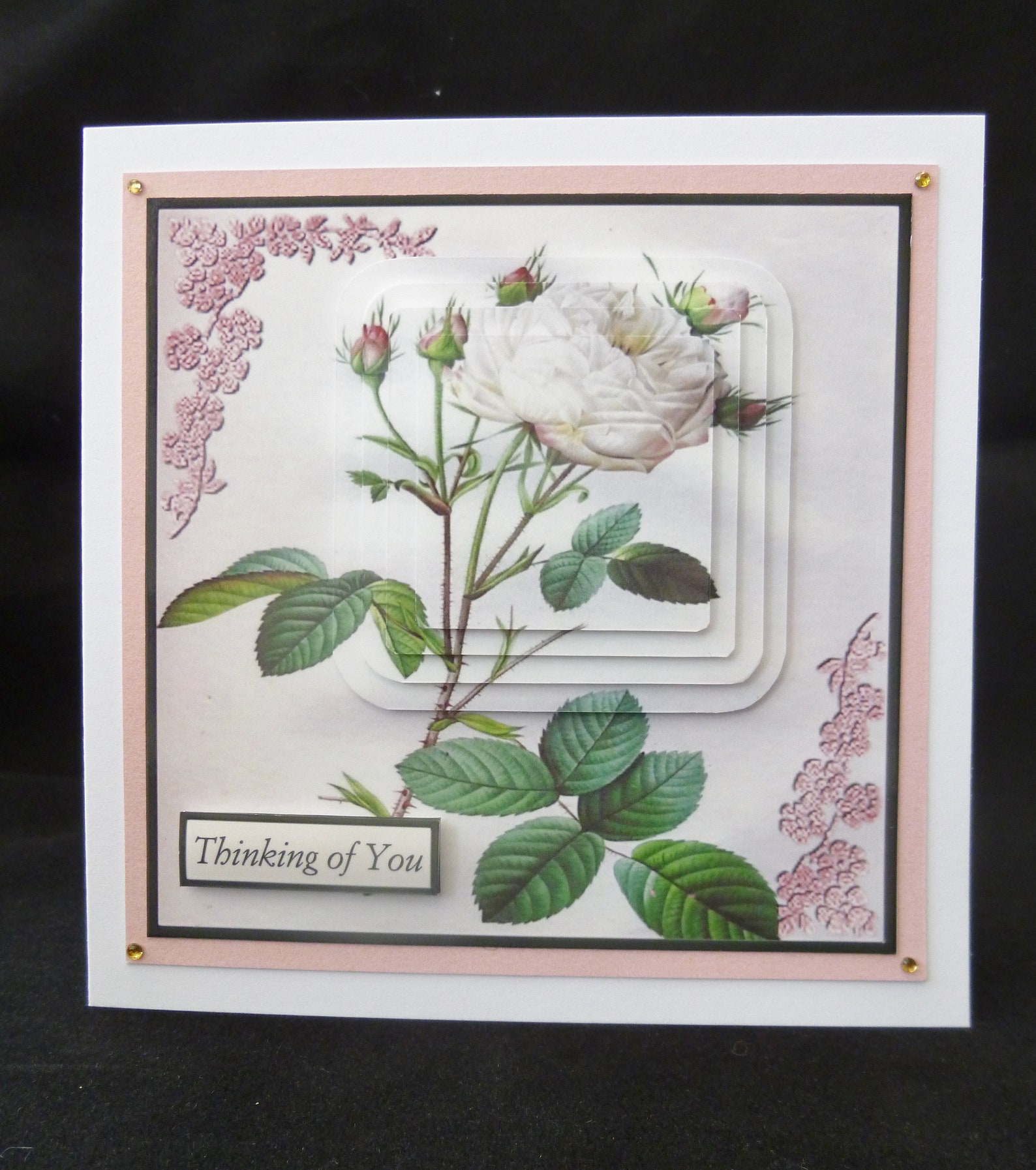 Roses Thinking of you Card White Rose With Sympathy 3d | Etsy