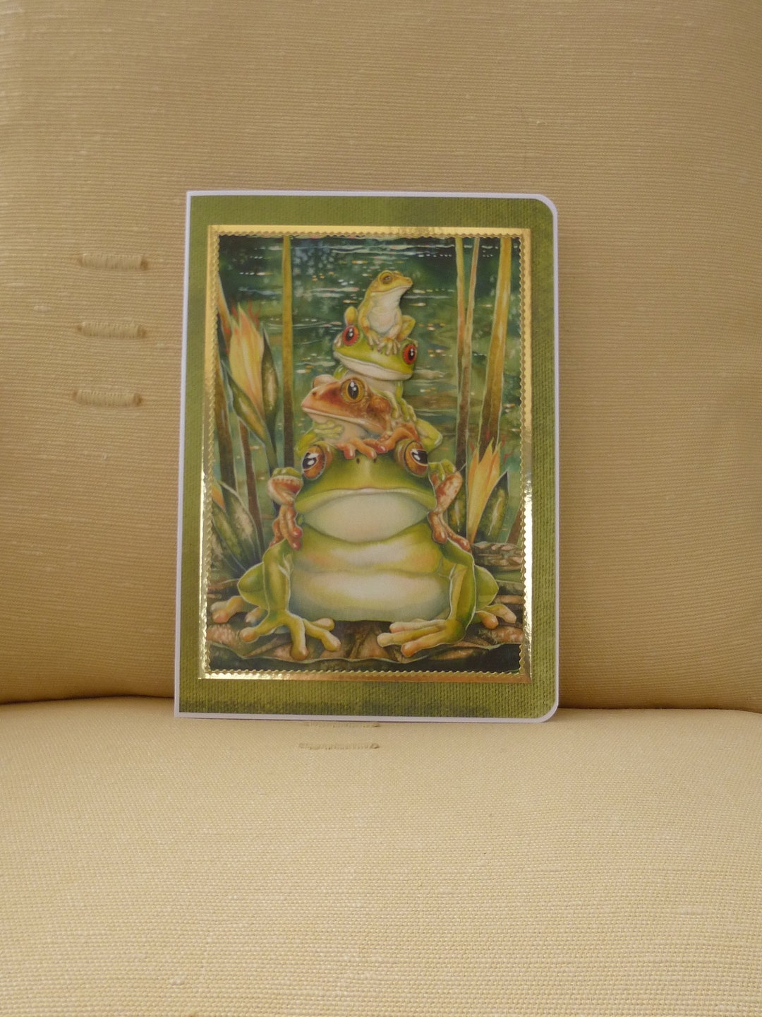 Cute Frogs Blank Greetings Card, Froggy Card With Persoalised Insert ...