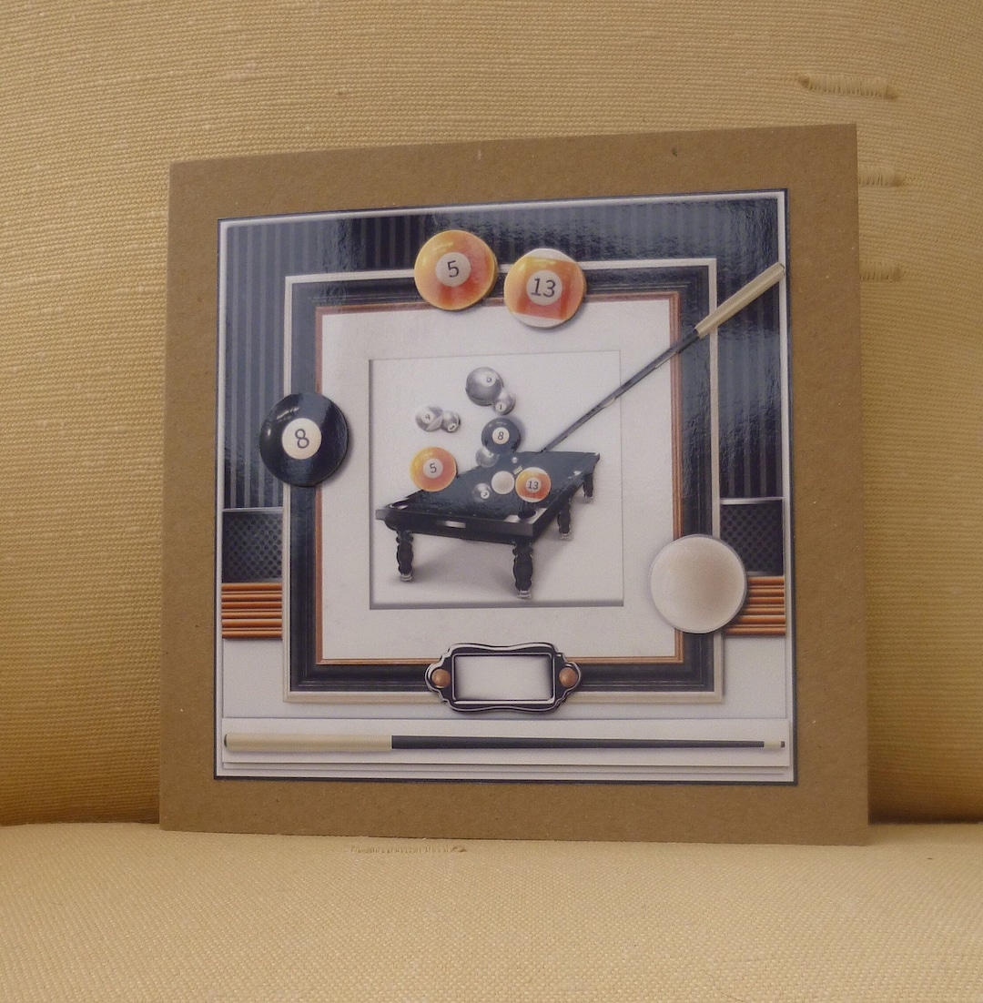 Pool Player's 3d Birthday Card, Male Pool Table Card, Handmade in UK ...