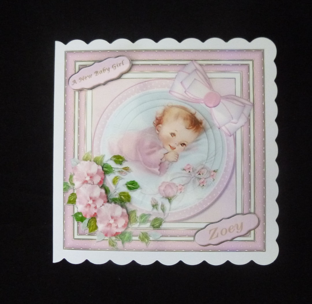 Baby Girl Birth Card Personalised New Baby Card Handmade - Etsy UK