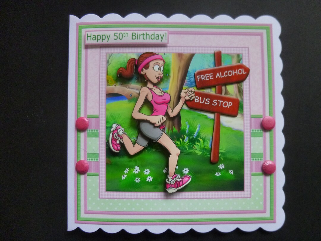 Runner Birthday Card, Personalised Female Jogger Card, Handmade ...