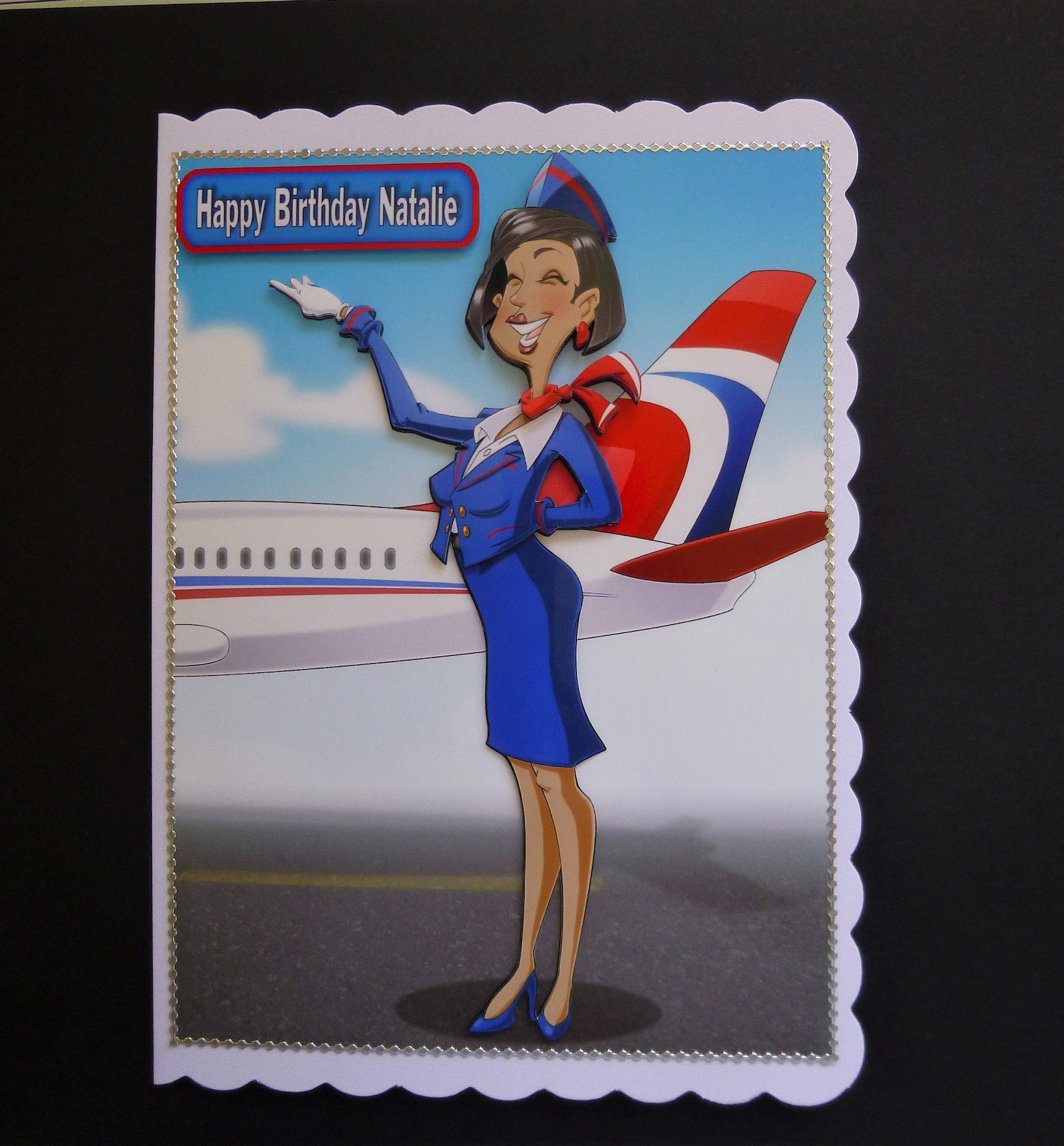 Air Hostess Birthday Card, Personalised Flight Attendant Card ...