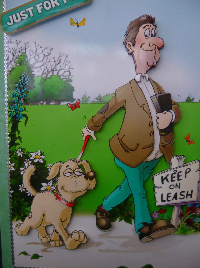 Just for You Dog Walker Card Man and His Dog Birthday Card - Etsy