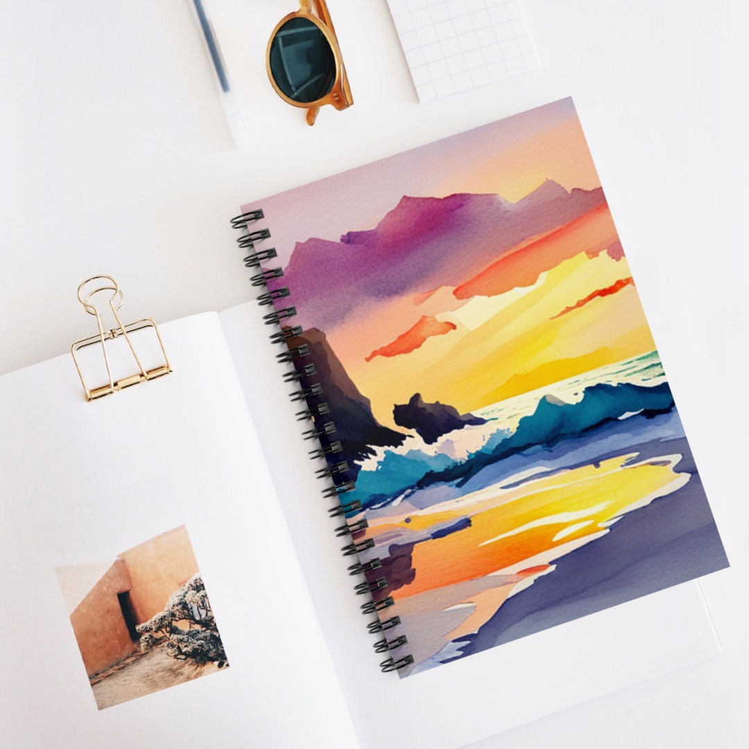 Watercolor Sunset at the Ocean | Landscape Design | PRINTED | Spiral ...