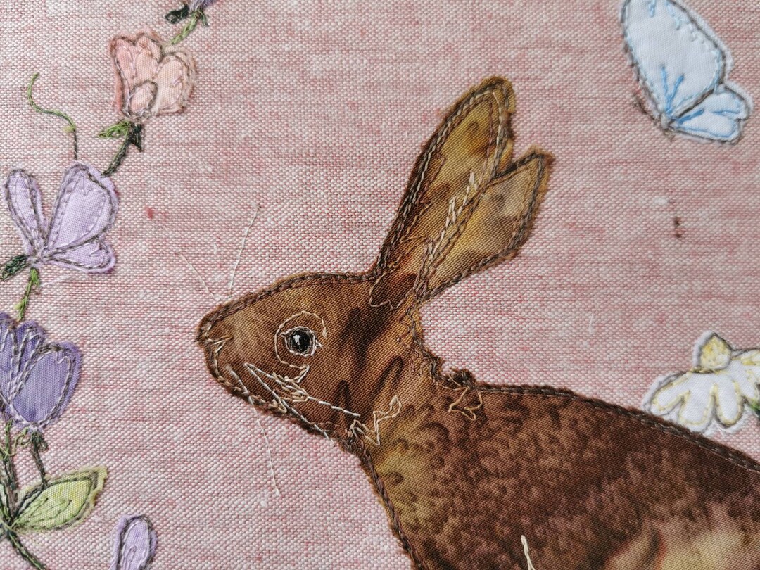 PDF Pattern for Summer Hare With Flowers Raw Edge Applique Free Motion ...