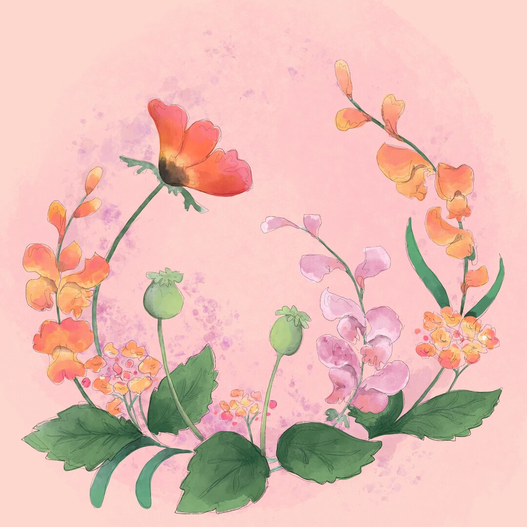 Snapdragon Sumner Flowers Printed Panel on Quilting Cotton 30.5 by 30.5 ...